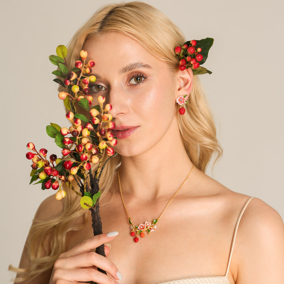 Raspberry Flower Enamel Earrings – Stars Tarot